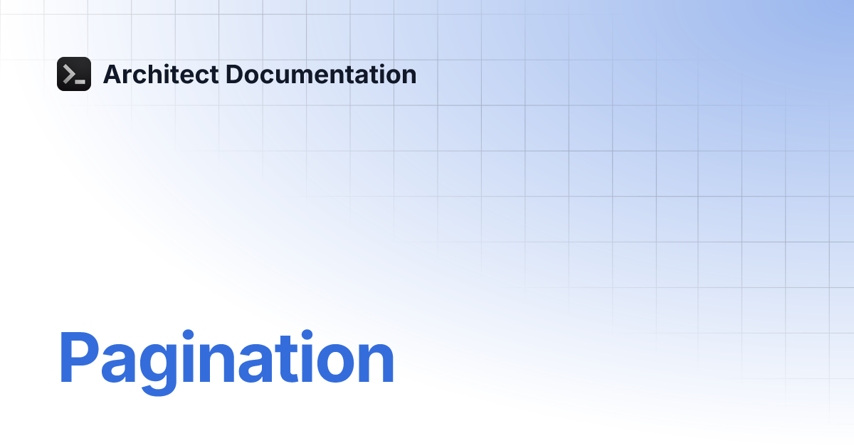 Pagination | Architect Documentation